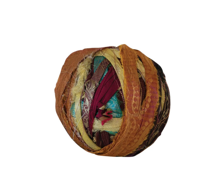 50 Yard Recycled Torn Silk Sari Ribbon w/ Metallic Threads (Each One W ...